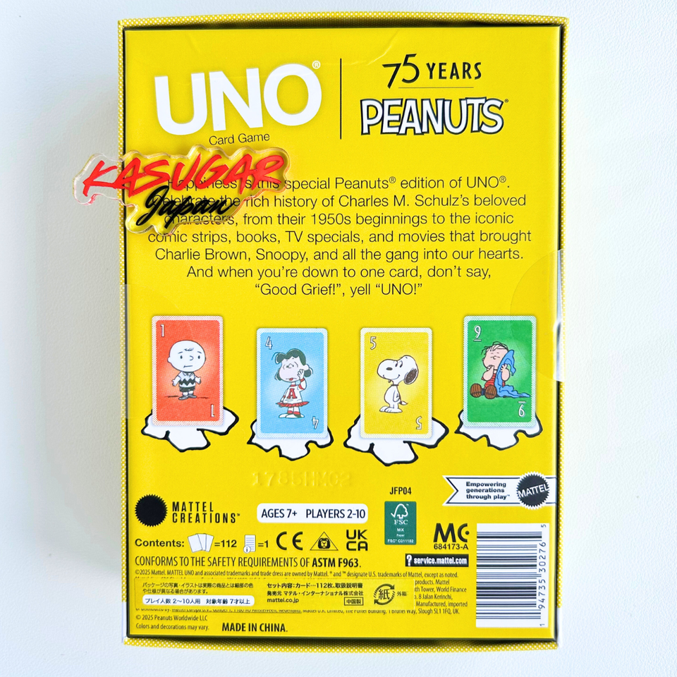 UNO Peanuts 75th Anniversary Snoopy Canvas Card Game Mattel Japan New ...