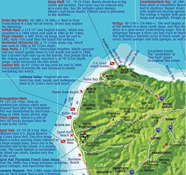 U. S. Virgin Islands Dive Map USVI Laminated Poster | eBay