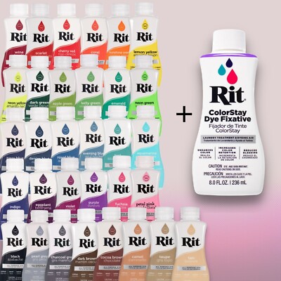 RIT All-Purpose Liquid Dye & ColorStay Dye Fixative Bundle | 53 Color ...