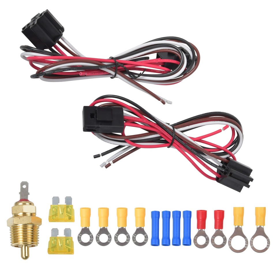 Dual Electric Fan Relay Kit with Thermostatic Sensor Switch 185 On 175 ...