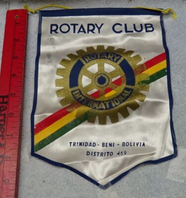 ** VINTAGE - ROTARY CLUB - Flag Banner Pennant - TRINIDAD Beni BOLIVIA ...