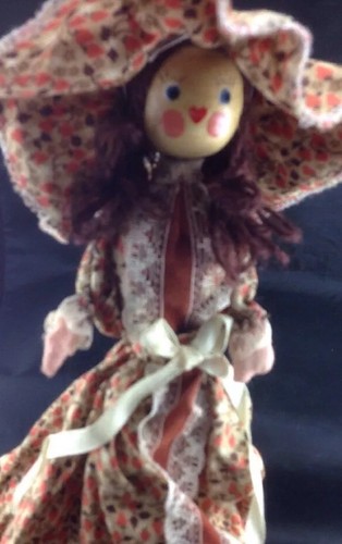 Doll Tivoli Holly Hobby 10" Handmade Cone Wooden Face Victorian Dress ...