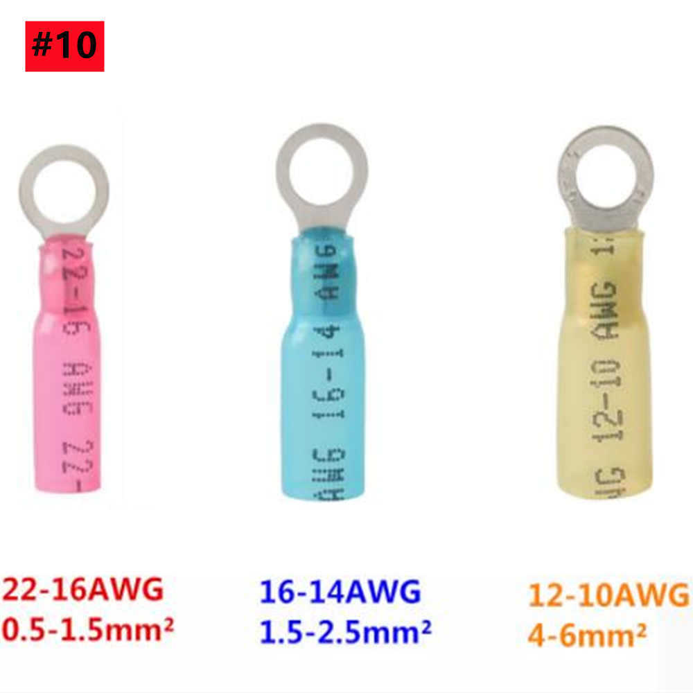 100-300x Stud Eyelet Heat Shrink Ring Terminal Crimp Connector-#10 1/4 ...