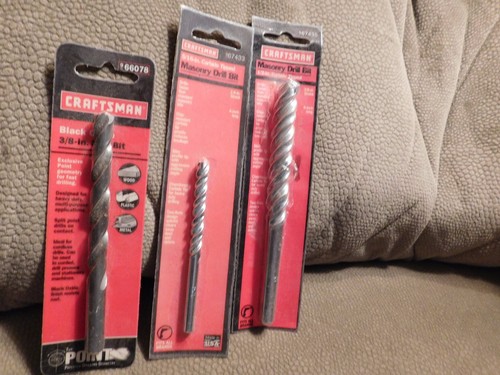 Craftsman Drill Bits 5/16 Carbide Tip Masonry 3/8 Black Oxide 1/2 ...