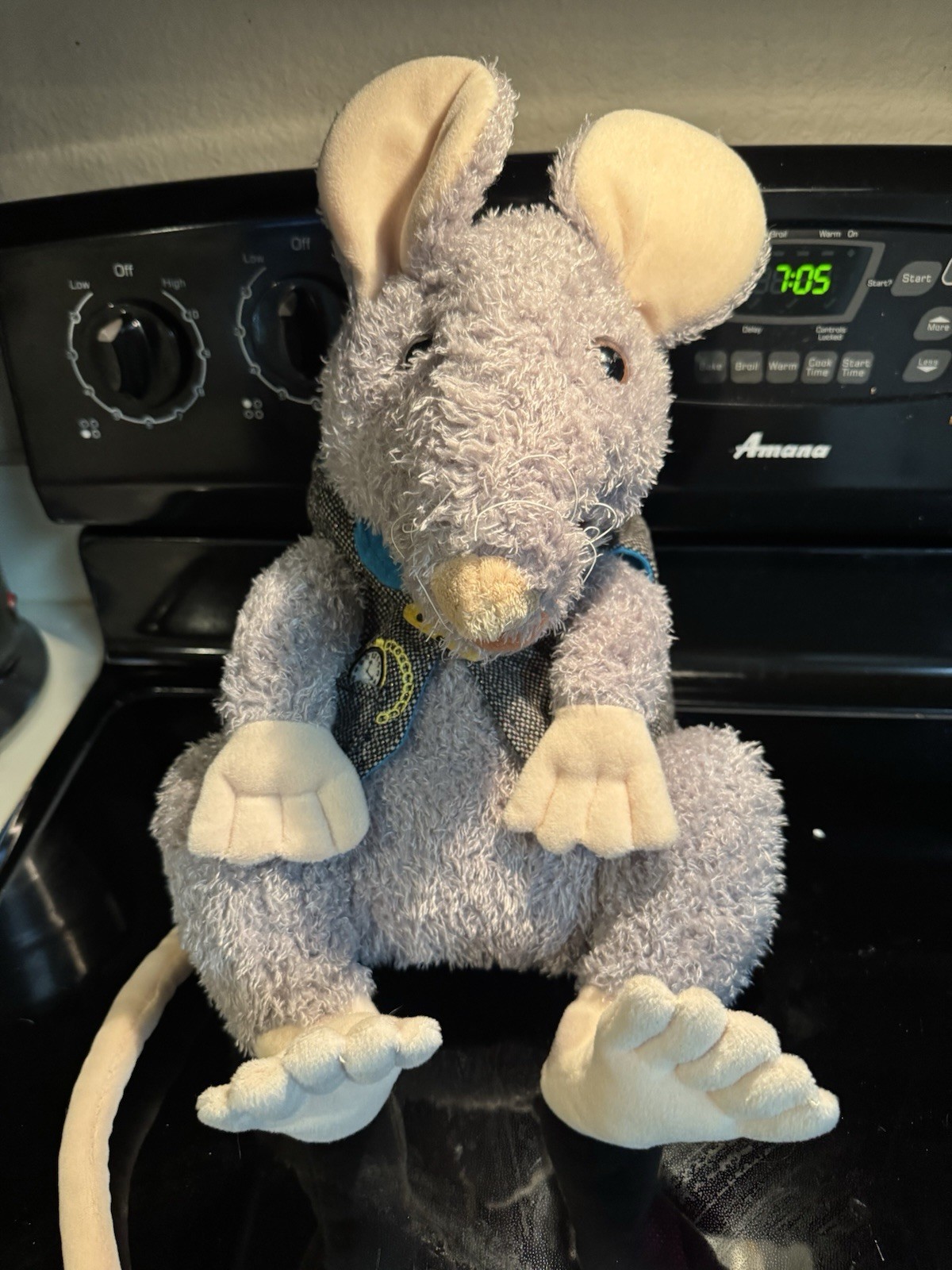 14" Folkmanis Puppets Storytelling Mouse Rat with Vest Stopwatch Cheese ...