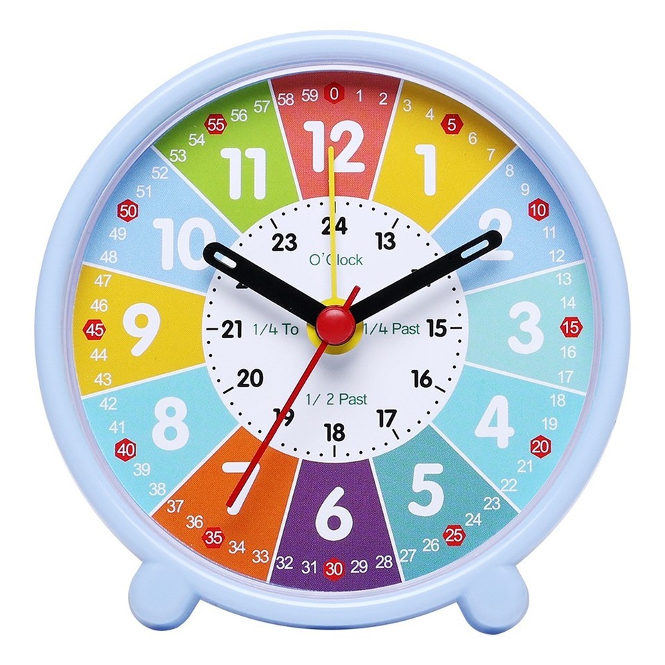 Colorful Silent Learning Clock for Kids Easy Teaching of Time and Hours ...