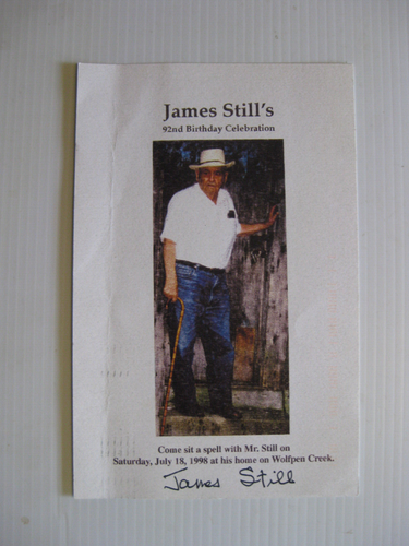 INVITATION TO JAMES STILL'S 92ND BIRTHDAY. KENTUCKY WRITER. SIGNED ...