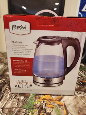 Parini Electric Kettle Automatic Shutoff Glass Stainless 1.7 Liter | eBay