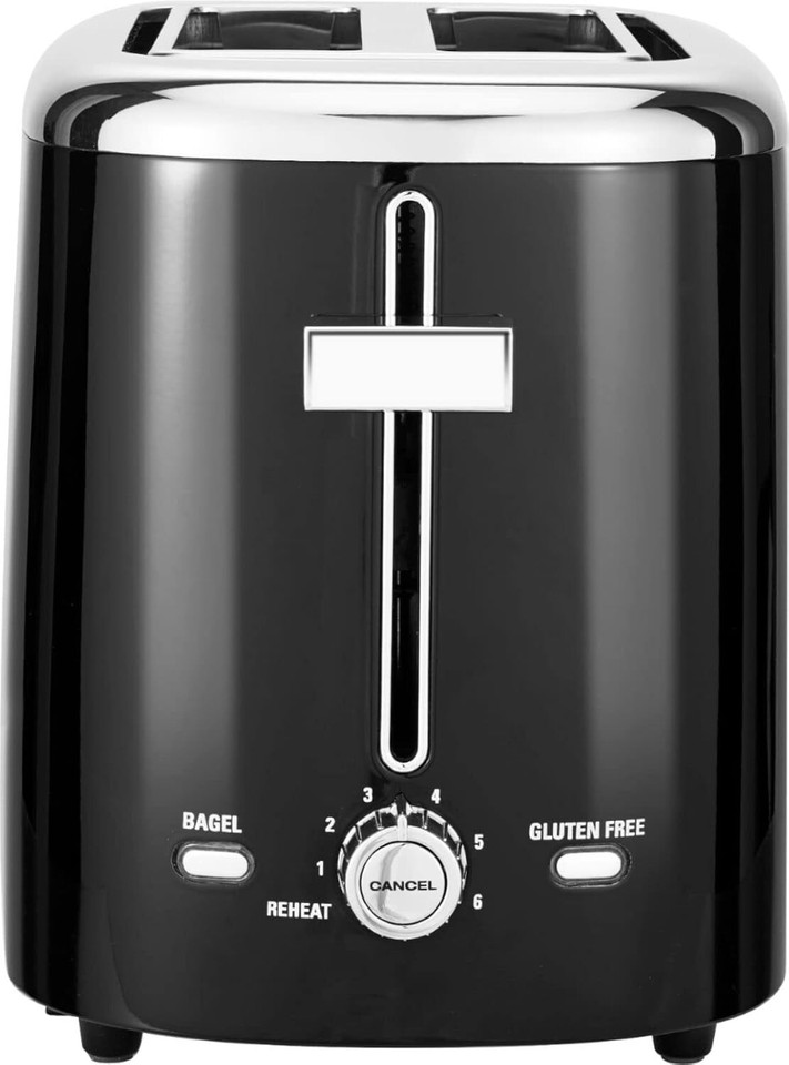 Bella 2-Slice Extra-Wide/Self-Centering-Slot Toaster Black Stainless ...