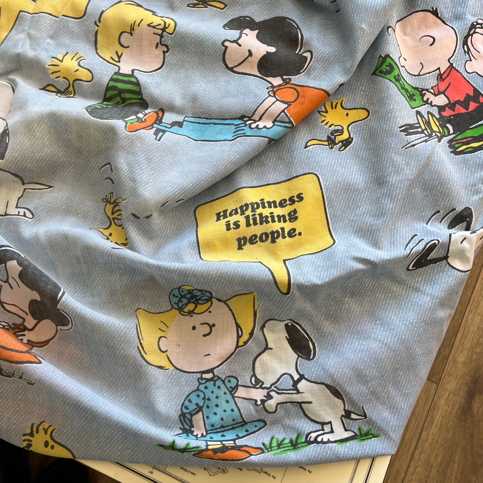 Vintage 60's Peanuts / Charlie Brown, Snoopy & Friends Fitted Sheet | eBay