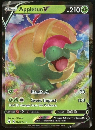 Appletun V 026/264 Full Art Ultra Rare - 2021 Pokemon Fusion Strike NM ...