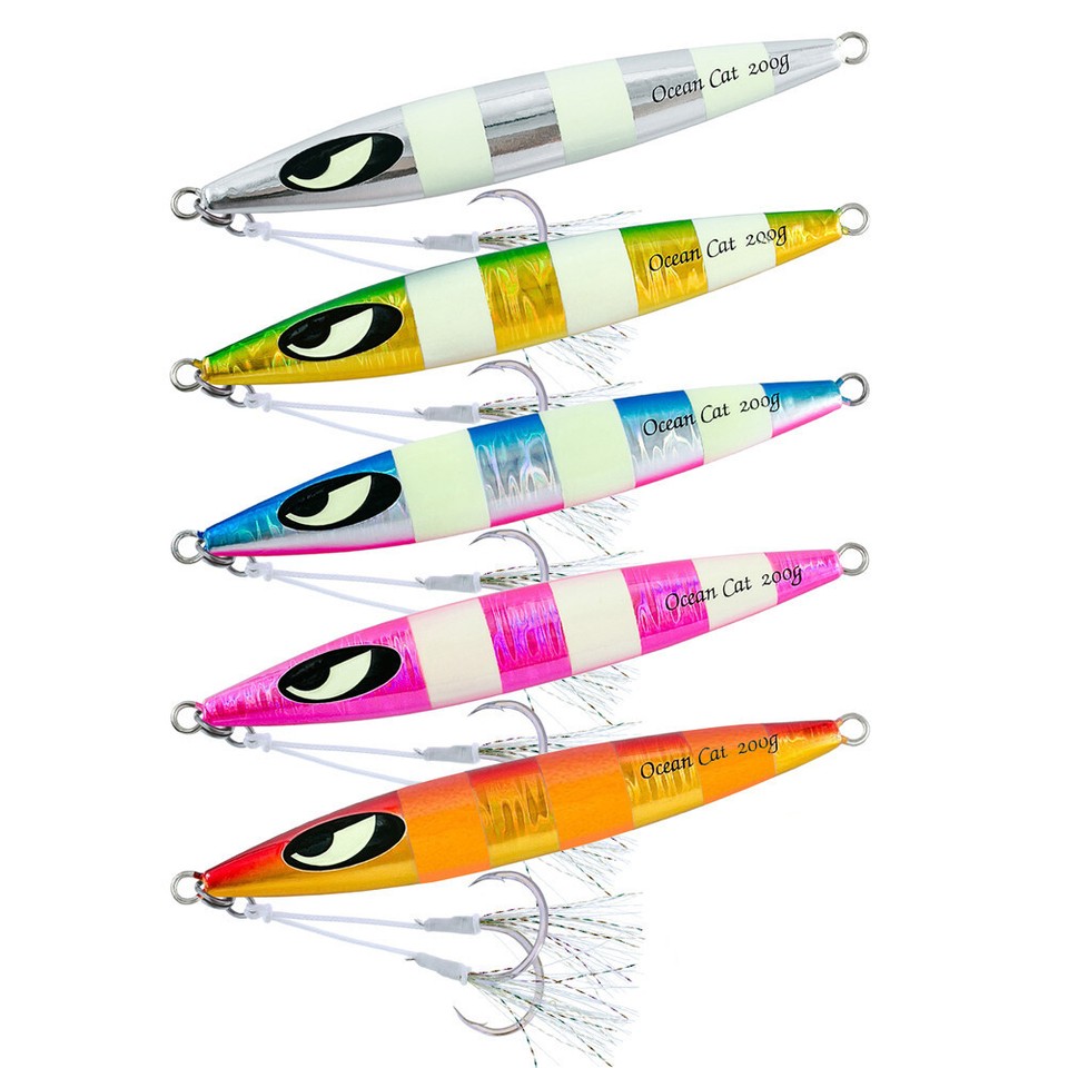 OCEAN CAT Slow Pitch Jigging Saltwater Fishing Jigs Lure Fast Fall Jig ...