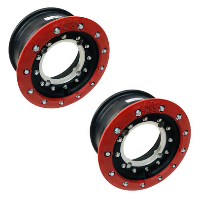 Hiper Tech 3 Red Front Beadlock Wheels Rims 10" 10x5 4+1 4/144 TRX 450R ...