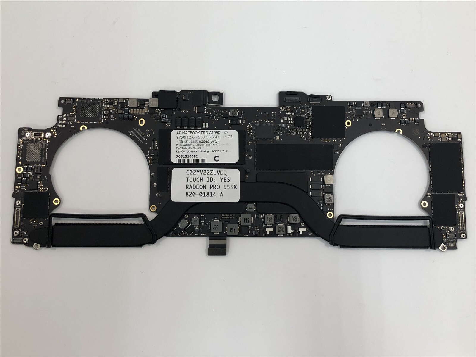 Apple MacBook Pro A1990 Logic Board i7-9750H 500GB 16GB Radeon 555X 820 ...