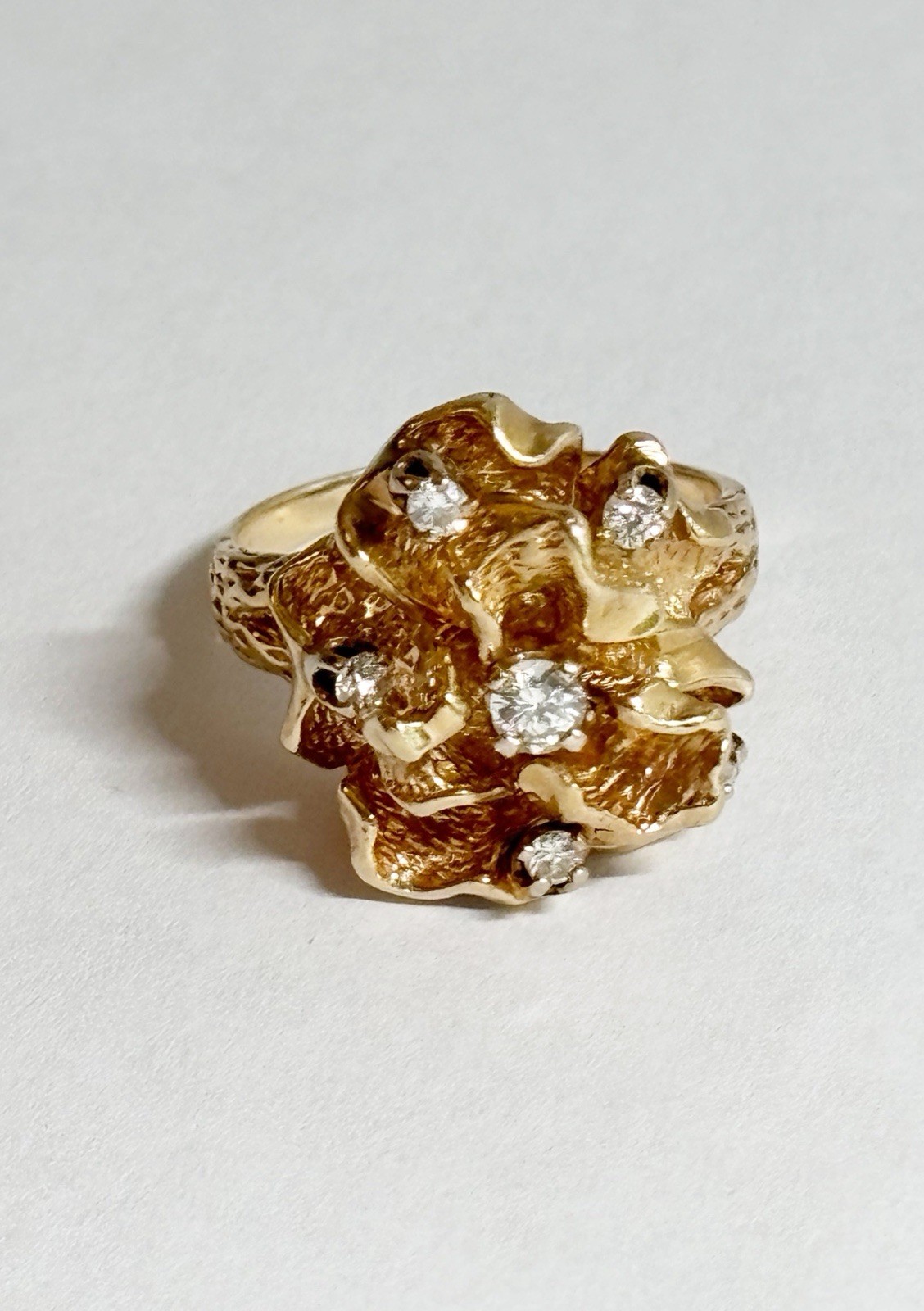 14k Gold Nugget Diamond Ring 11g-size 8 - Gem