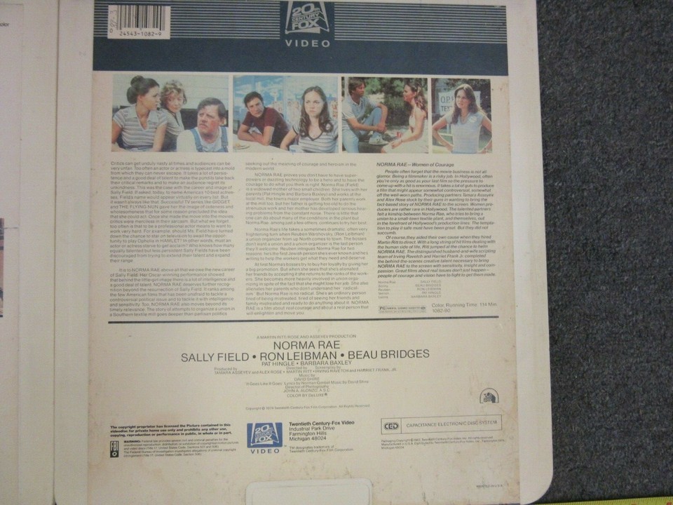 6 RCA SelectaVision Video Discs Movies Outsiders Norma Rae Mr Goodbar ...