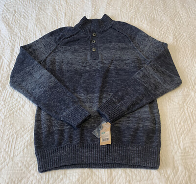 CONVERSE ONE STAR BLUE GRAY 1/4 BUTTON MENS MEDIUM SWEATER LONG SLEEVE ...