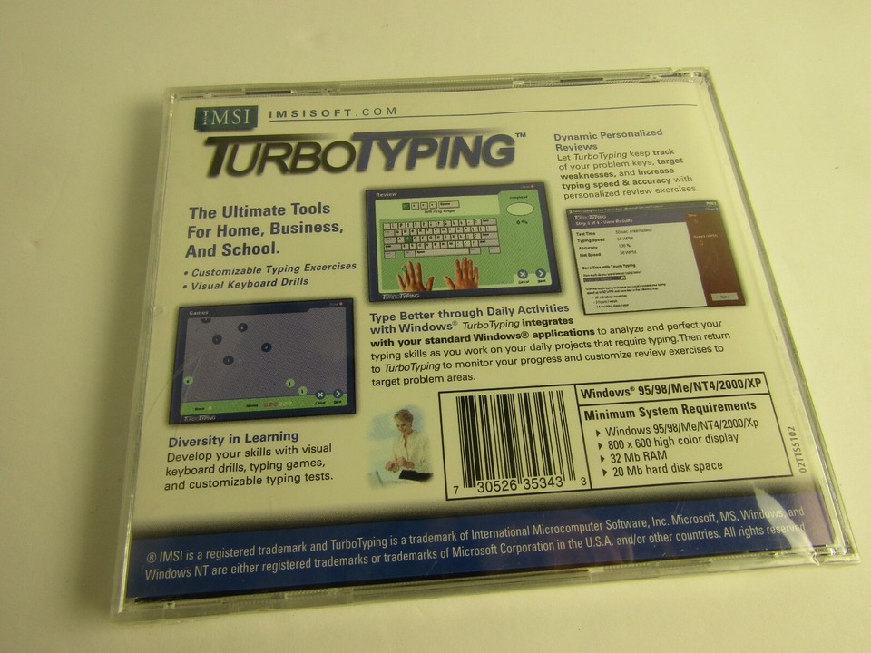 Turbo Typing for Windows XP 2000 98 95 Me NT4 English French Spanish ...