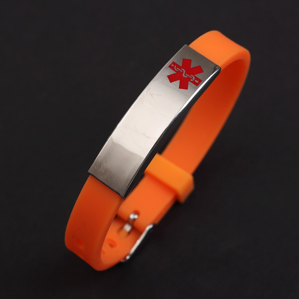 Personalized Medical alert ID bracelet Silicon emergency Wristband ...