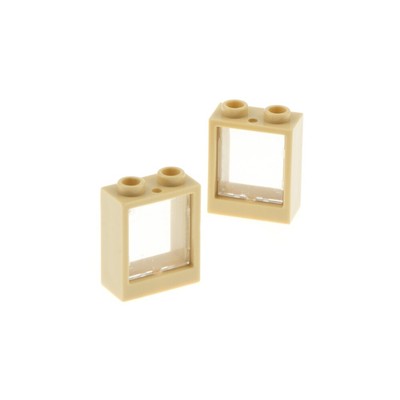 2x Lego Window Frame B-Ware Worn 1x2x2 Beige Pane 60601 60592c01 | eBay