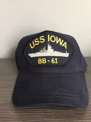 Vintage USS IOWA BB 61 Battleship Military Veteran Snapback Hat Cap ...
