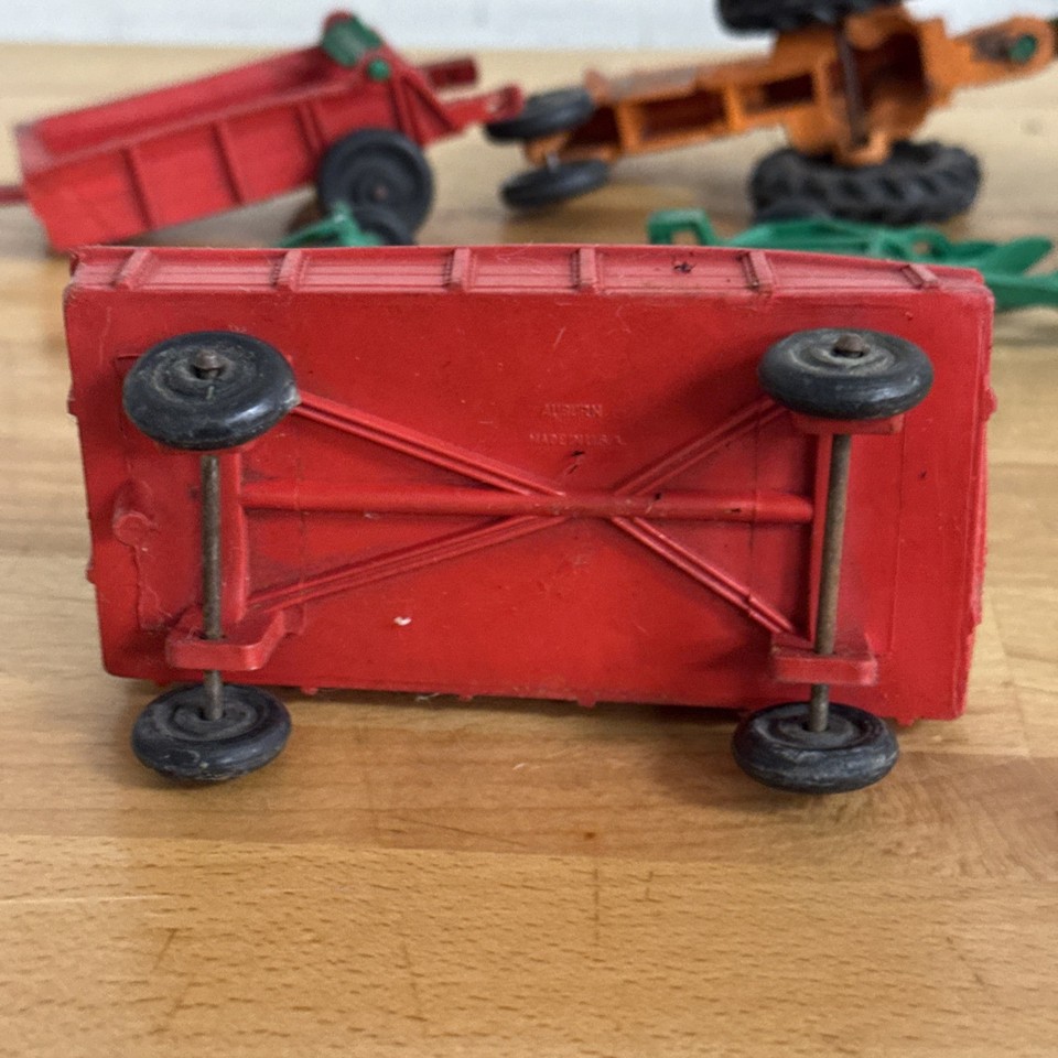 Vintage 1960 AUBURN RUBBER Farm Toy LOT Tractor Driver - Wagon - Plow ...