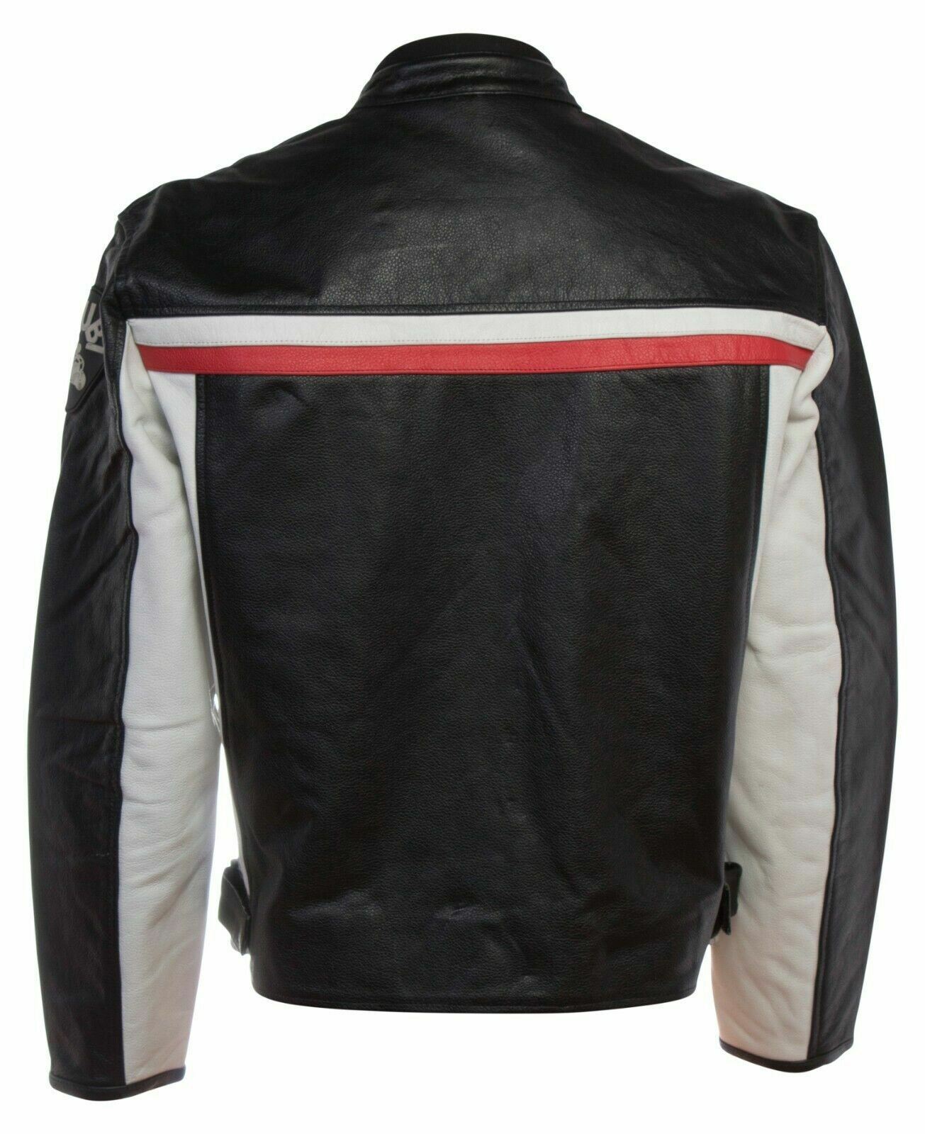 Cafe Racer Mens Real Leather Motorcycle Biker Riding Jacket S M L 2XL ...