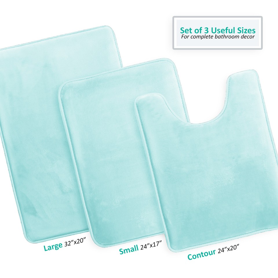 3PC Bathroom Rug Memory Foam Bath Mat Set - Small Large and Contour ...