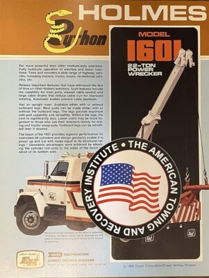 Org Ernest Holmes 1601 Python Wrecker Sales Brochure 1601 22 ton 2 page ...
