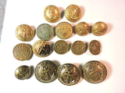 16 Military WWII Buttons French Navy US Marines Cadet & Machine Gun ...