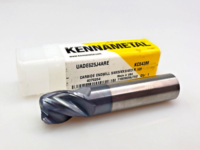 Kennametal 5/8 x 5/8 x 3/4 x 3 R.12 Solid Carbide End Mill 0.75 ...