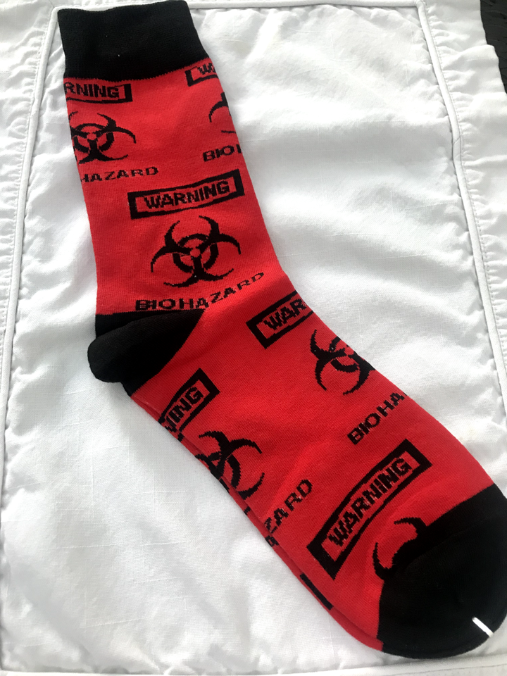 Men's Mid-calf Biohazard Red Casual Dress Socks Funny Novelty RARE Shoe ...
