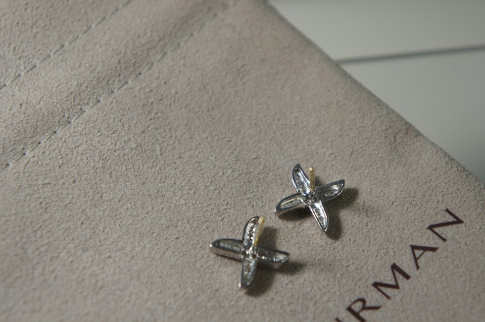 David Yurman 925 Silver 585 Diamond X Crossover Post Stud Earrings DY ...