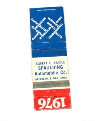 Matchbook Robert L Beadle Spaulding Automobile Co Aberdeen SD 1976 | eBay