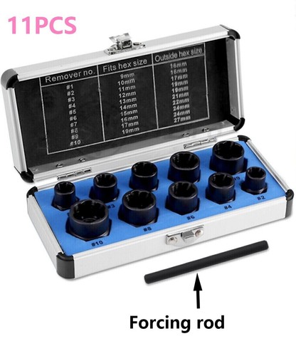 11 PCS Damaged Lug Nut Lock Remover Twist Socket Set Screw Extractor ...