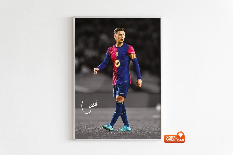 Gavi Signed Style Football Poster 24x36 | eBay