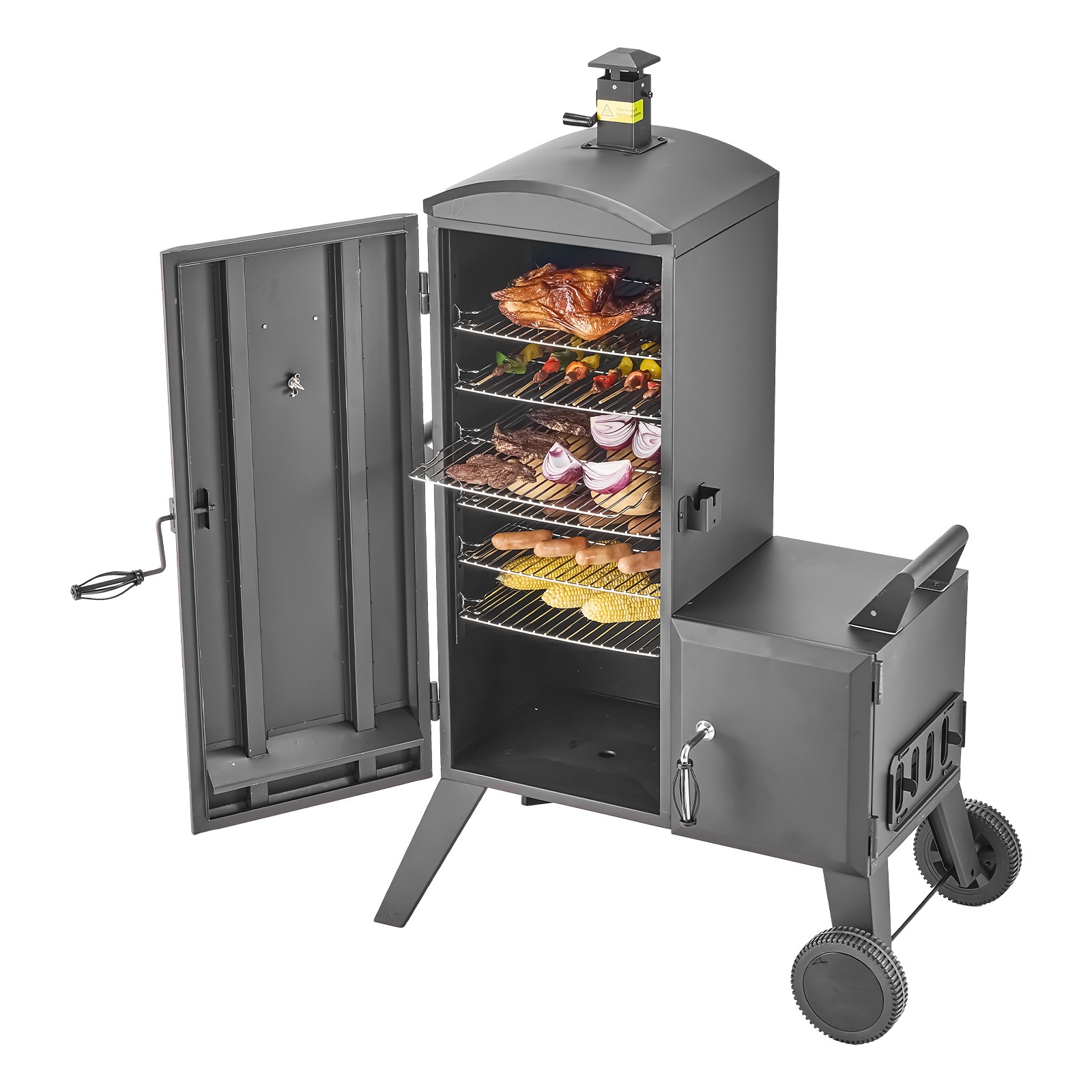 VEVOR Charcoal Offset Smoker Heavy-Duty BBQ Smoker with Side Firebox ...