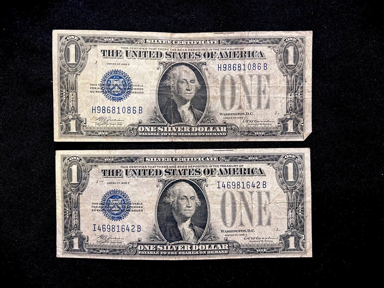 2 Very Scarce 1928D $1 FunnyBacks Key Note HB and IB Blocks | eBay