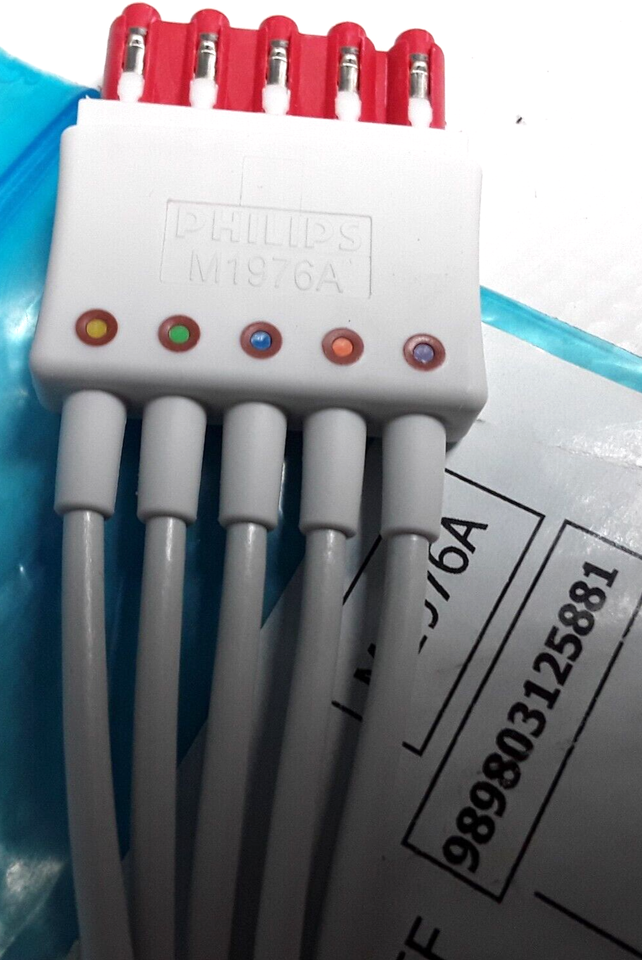 M1976A - PHILIPS - 989803125881 - 3ft. - 5-LEAD - PINCH/GRABBER ECG ...