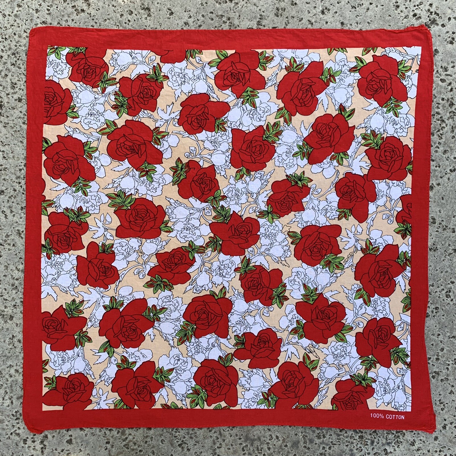 Vintage Bandana 90s Roses Floral Flower Hippie Colorf… - Gem