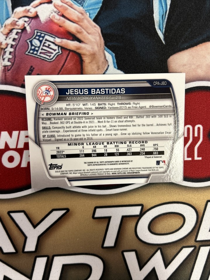 2023 Bowman Chrome Baseball Jesus Bastidas 1st Chrome On Card Auto | eBay