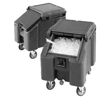 Cambro ICS100L110 Sliding Lid Mobile Black Ice Caddy with 100lb Ice ...
