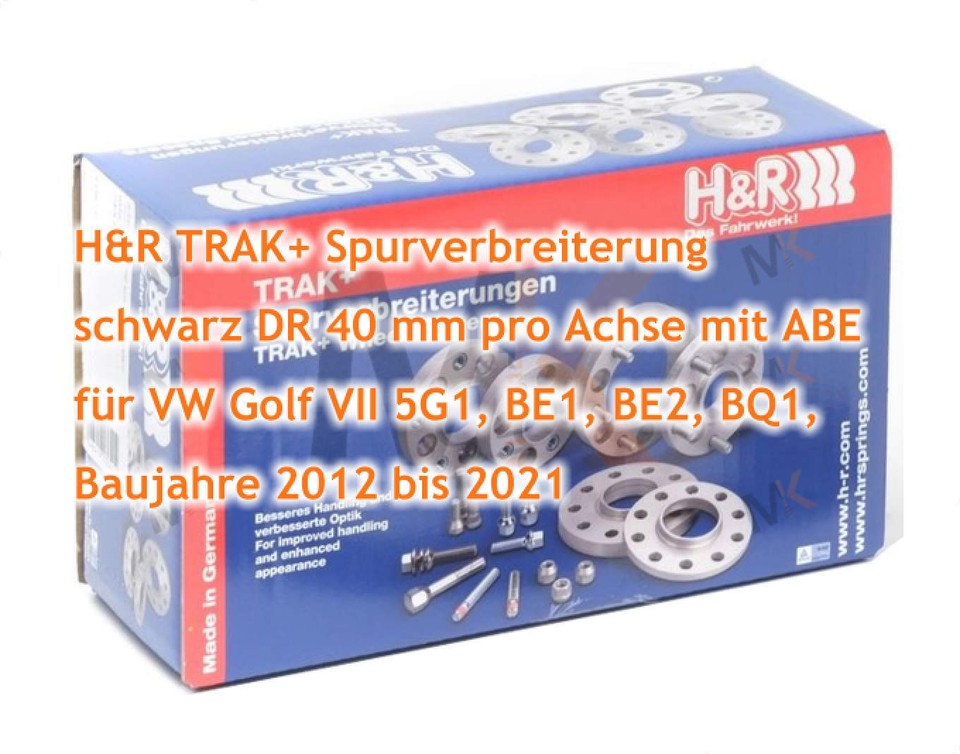 H&R Distanziali Neri 40Mm/Asse Per VW Golf VII 5G1 BE1 BE2 BQ1 2012 ...
