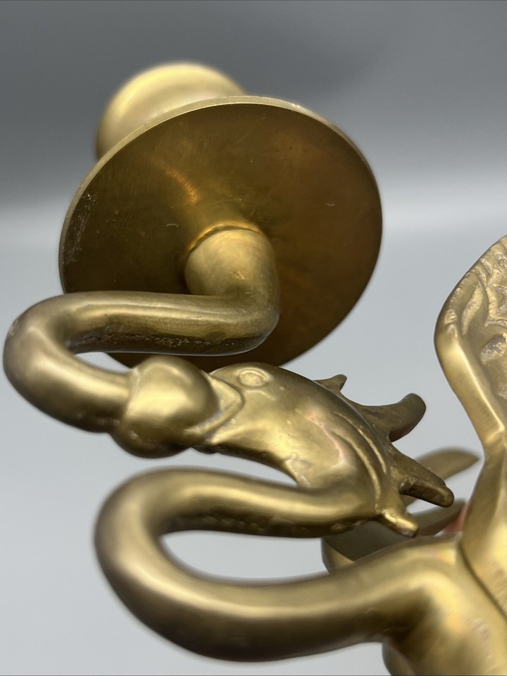 Vintage Solid Brass Winged Dragon Chimera Candlestick Holder Griffin ...