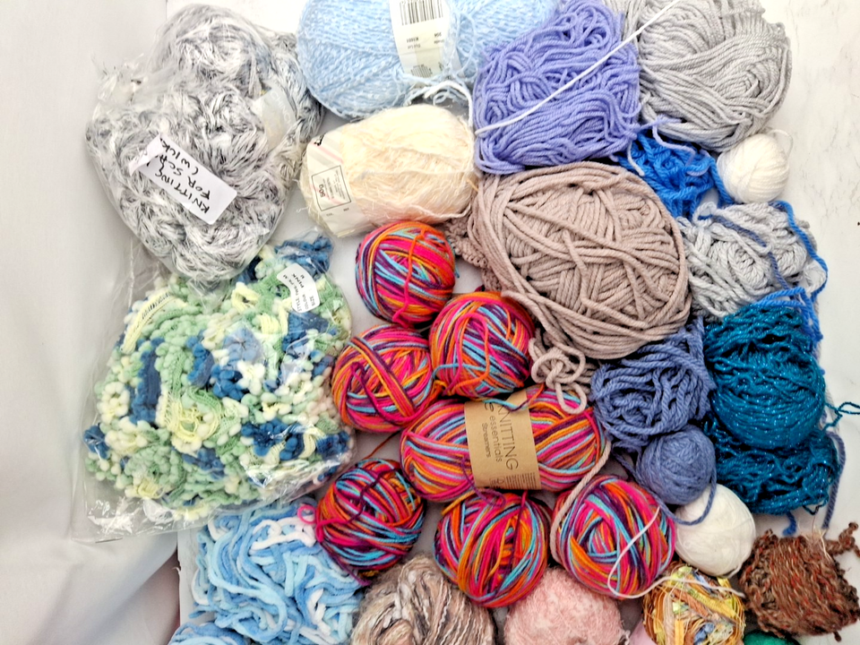 Yarn Job Lot Bundle Mixed Colours 2.25KG Balls Scrap Project Wool J1916 ...