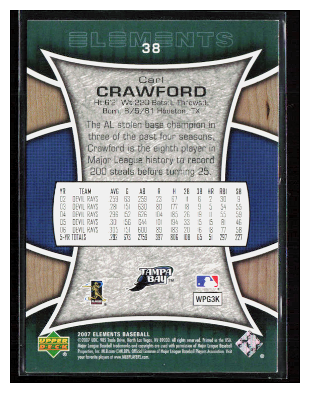 2007 Upper Deck Elements #38 Carl Crawford | eBay