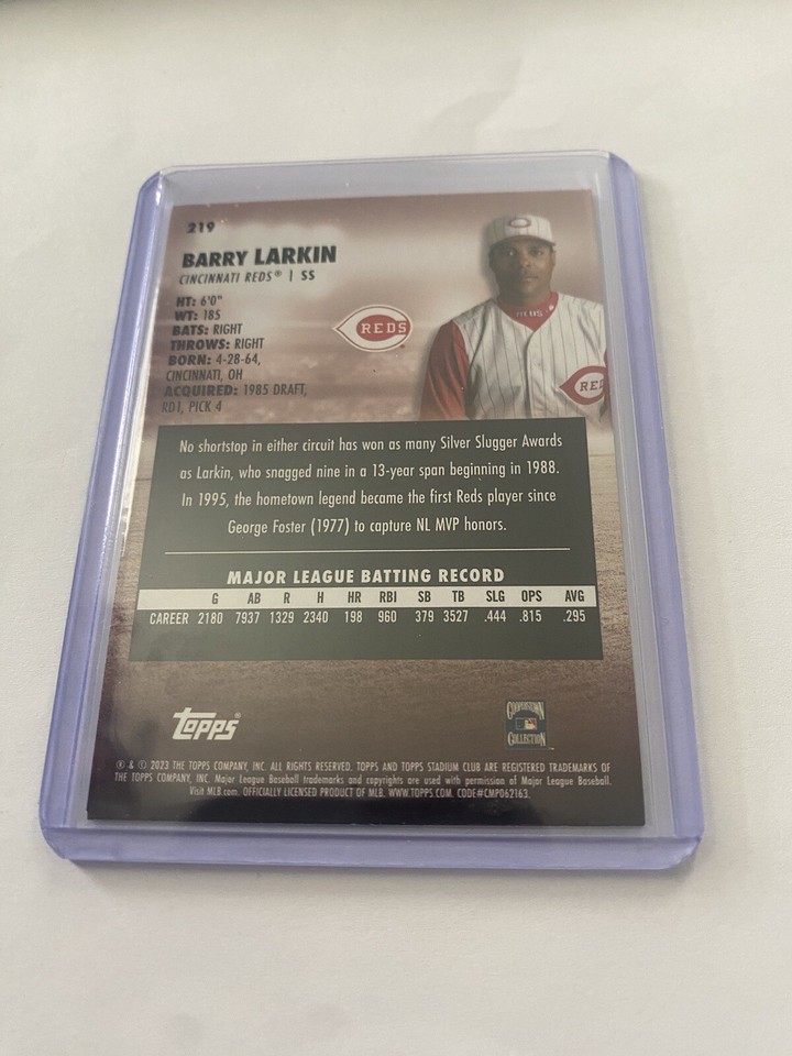 Barry Larkin Red Foil 2023 Stadium Club Baseball Card #219 Cincinnati ...