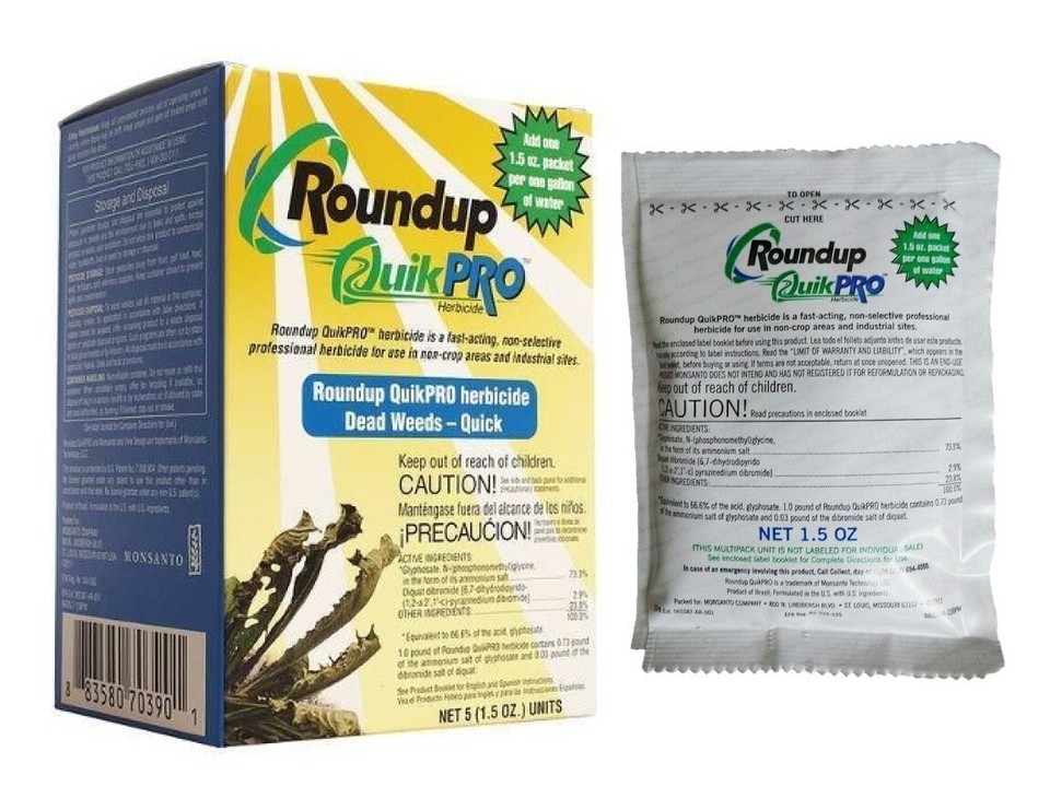 Roundup QuikPRO 15 Packets - Makes 15 Gallons 73.3% Glyphosate Weed ...