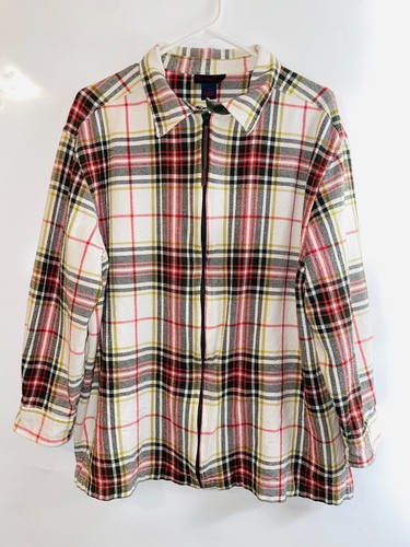 Flannel Barn Jacket Coat By Denim & Co 1X Red White Flannel Equestrian ...