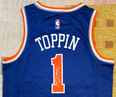 Obi Toppin Signed Autograph New York Knicks NBA Jersey USA Dayton ...